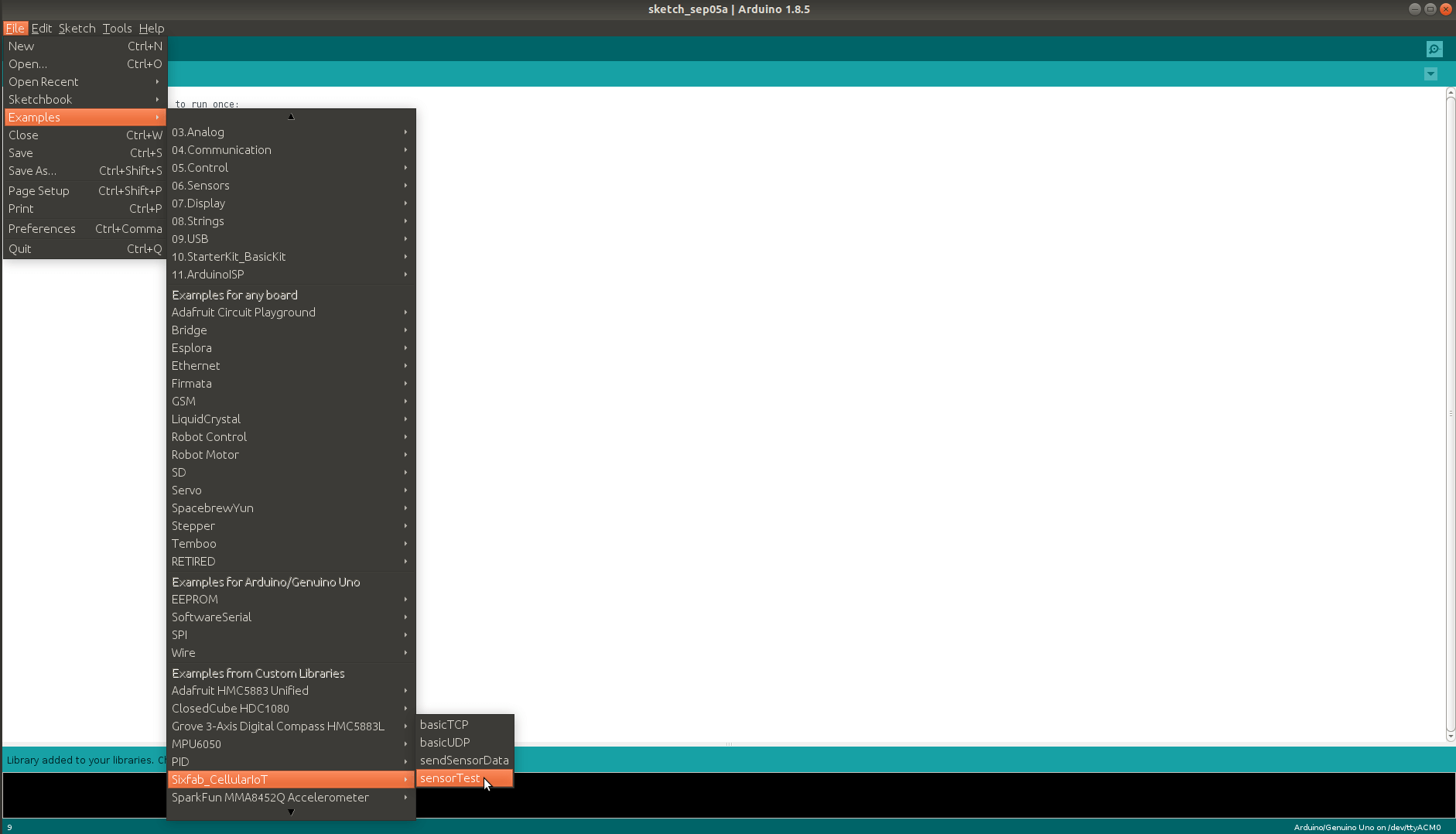 Sensor Test Tutorial For Sixfab Arduino Cellular Iot Application Shield 6387