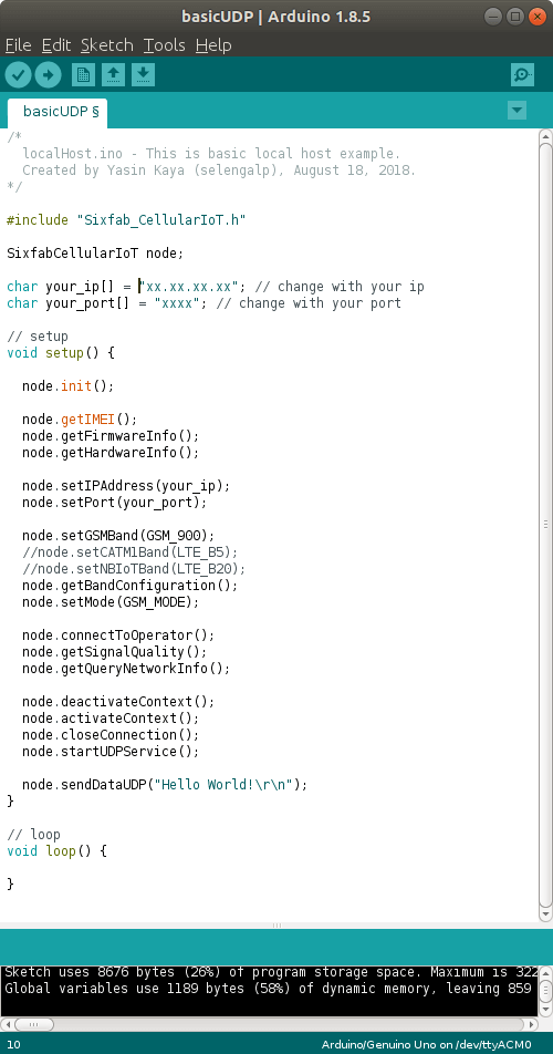 Basic Udp Communication Tutorial For Sixfab Arduino Cellular Iot Application Shield Sixfab 6445