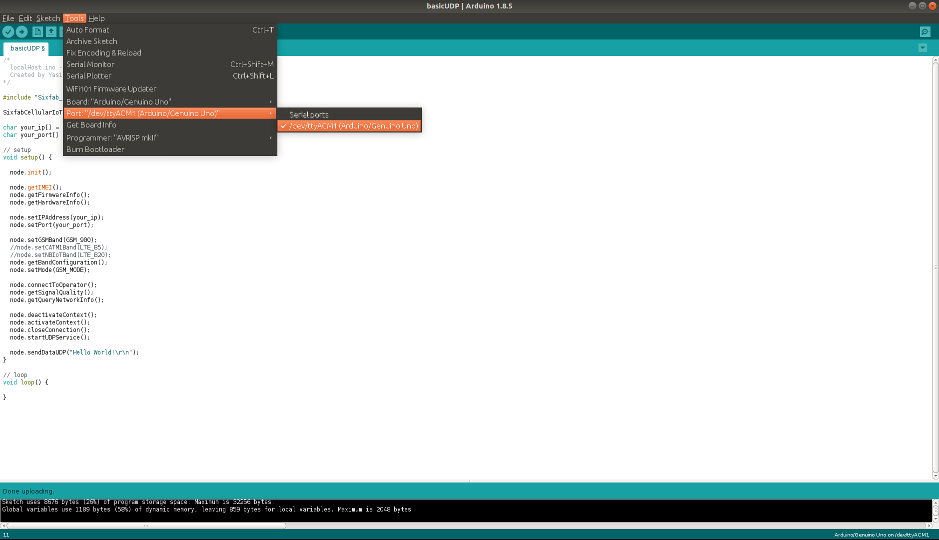 Basic Udp Communication Tutorial For Sixfab Arduino Cellular Iot 5107