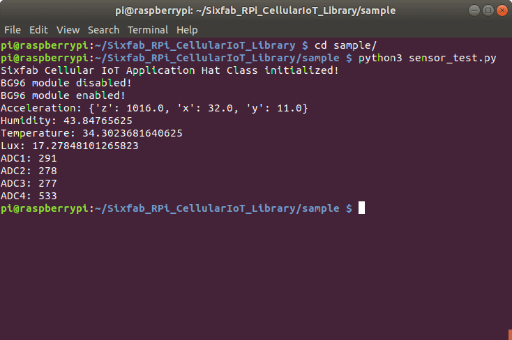 Sensor Test Tutorial for Sixfab RPi Cellular IoT Application Shield ...